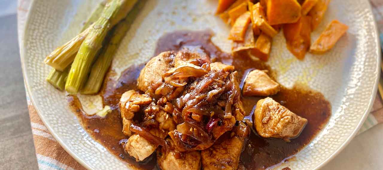 Receta de Pollo teriyaki con camote y espárragos asados | Super Pollo